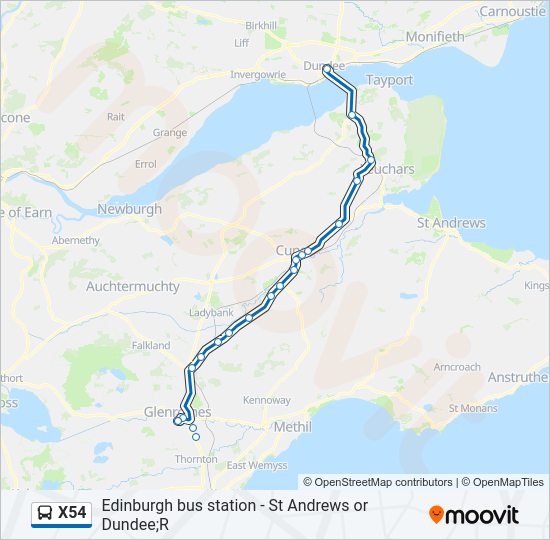 X54 Route: Schedules, Stops & Maps - Dundee City Centre (Updated)