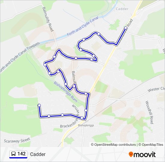 142 Route: Schedules, Stops & Maps - Cadder (Updated)