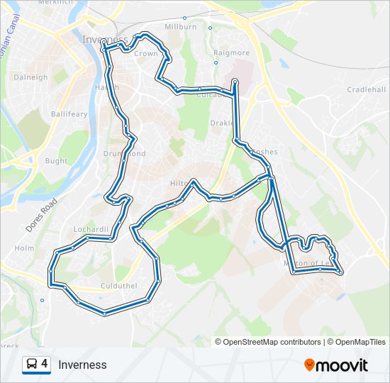 4 Route: Schedules, Stops & Maps - Inverness (Updated)