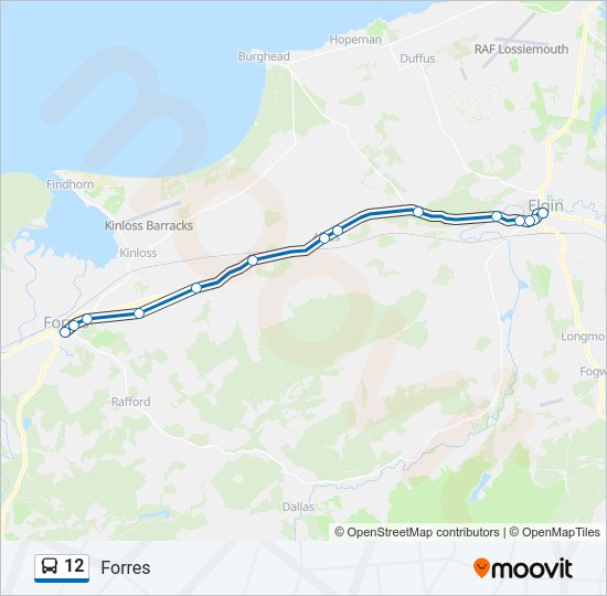 12 Route: Schedules, Stops & Maps - Forres (Updated)