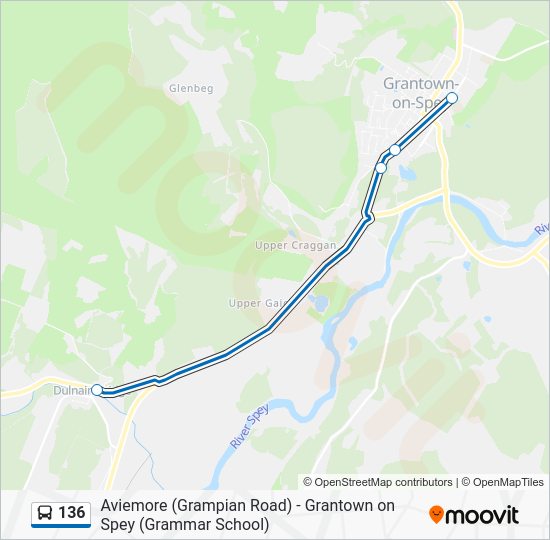 136 Route: Schedules, Stops & Maps - Dulnain Bridge (Updated)