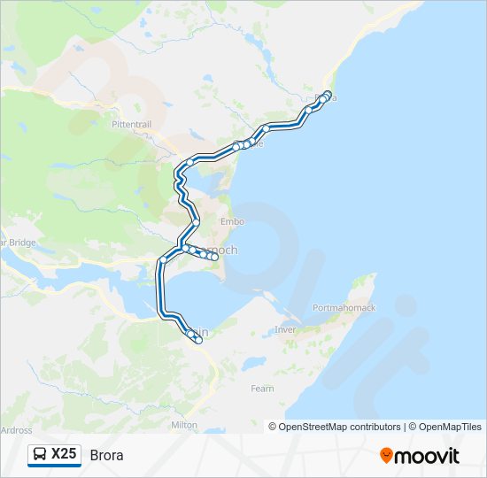 X25 Route: Schedules, Stops & Maps - Brora (Updated)