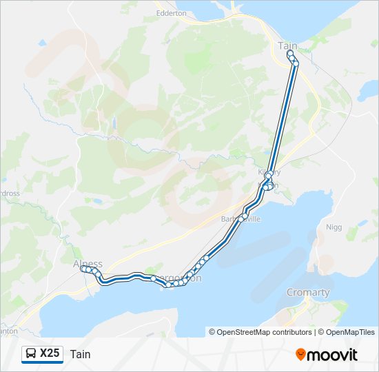 X25 Route: Schedules, Stops & Maps - Tain (Updated)