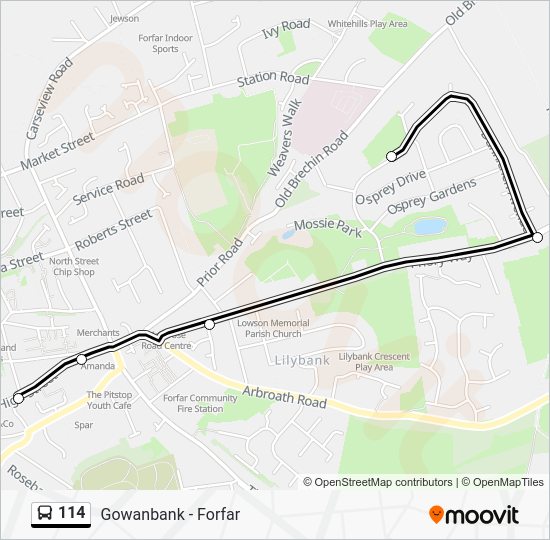 114 Route: Schedules, Stops & Maps - Forfar (Updated)