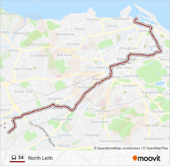 34 Route: Schedules, Stops & Maps - North Leith (Updated)