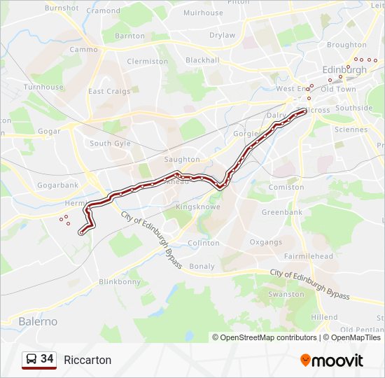 34 Route: Schedules, Stops & Maps - Riccarton (Updated)