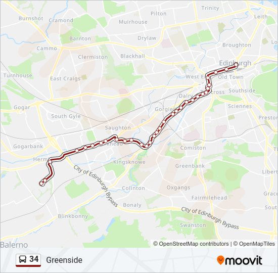 34 Route: Schedules, Stops & Maps - Greenside (Updated)