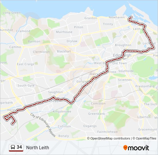 34 Route: Schedules, Stops & Maps - North Leith (Updated)