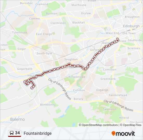 34 Route: Schedules, Stops & Maps - Fountainbridge (Updated)