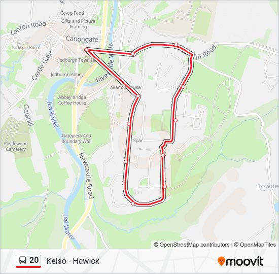 20 Route: Schedules, Stops & Maps - Jedburgh (Updated)