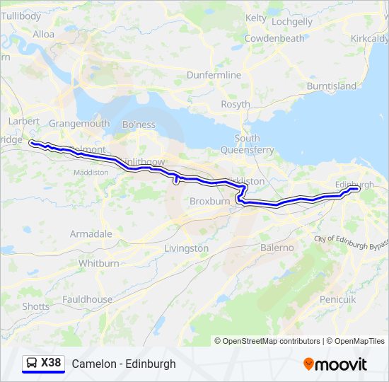 X38 Route: Schedules, Stops & Maps - Camelon (Updated)