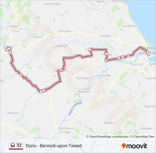 32 Route: Schedules, Stops & Maps - Duns (Updated)