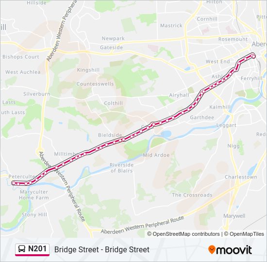 n201 Route: Schedules, Stops & Maps - Peterculter (Updated)