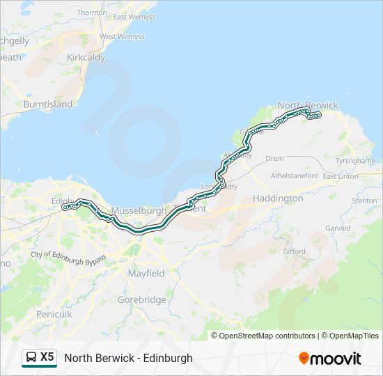 X5 Route: Schedules, Stops & Maps - North Berwick (Updated)
