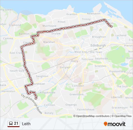 21 Route: Schedules, Stops & Maps - Leith (Updated)