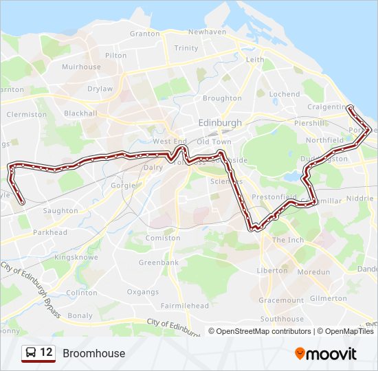 12 Route: Schedules, Stops & Maps - Broomhouse (Updated)