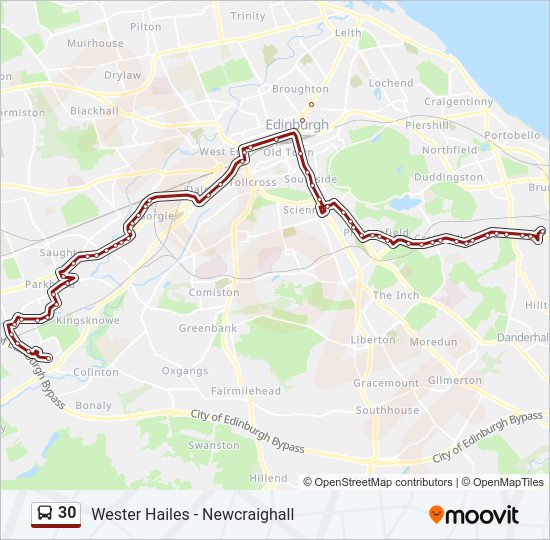 30 Route: Schedules, Stops & Maps - Wester Hailes (Updated)