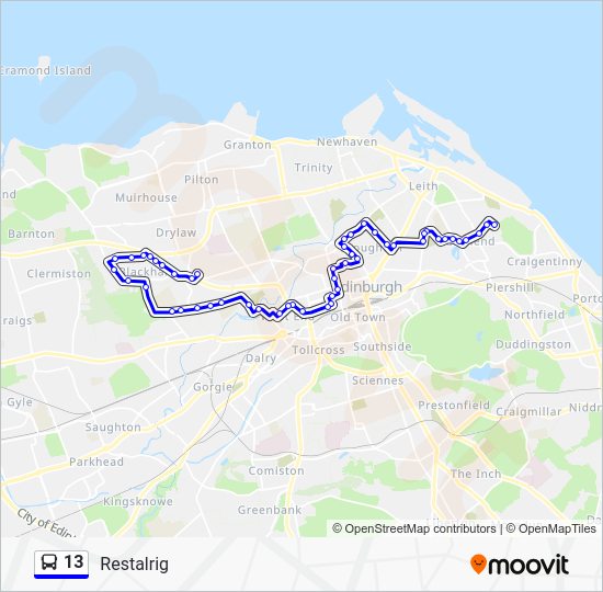 13 Route: Schedules, Stops & Maps - Restalrig (Updated)