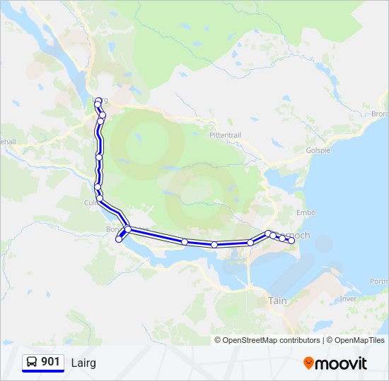 901 Route: Schedules, Stops & Maps - Lairg (Updated)