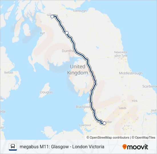 MEGABUS M11 Route: Schedules, Stops & Maps - Manchester (Updated)