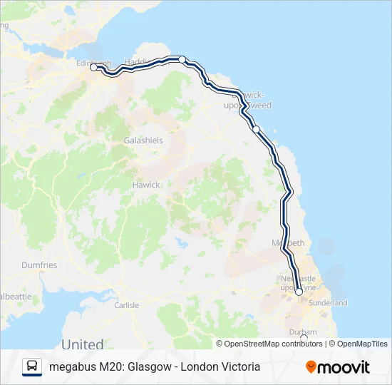 MEGABUS M20 Route: Schedules, Stops & Maps - Edinburgh (Updated)
