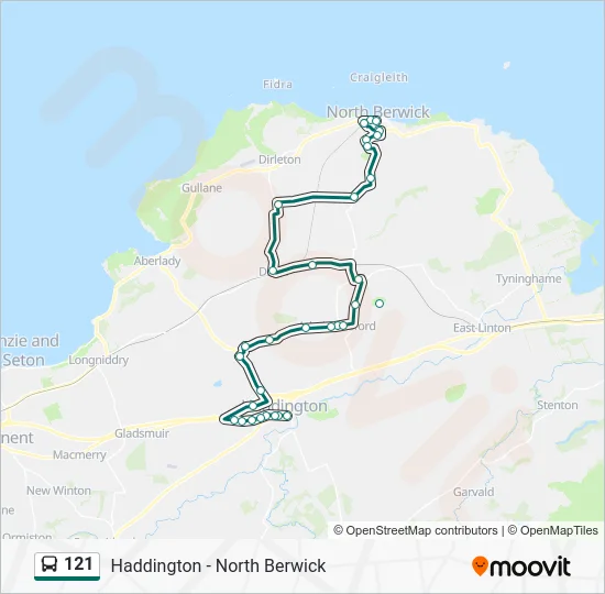 121 Route: Schedules, Stops & Maps - North Berwick (Updated)
