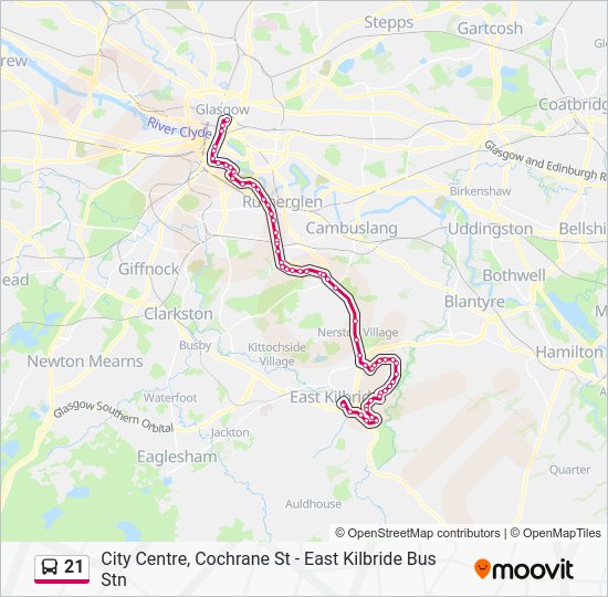21 Route: Schedules, Stops & Maps - Glasgow (Updated)