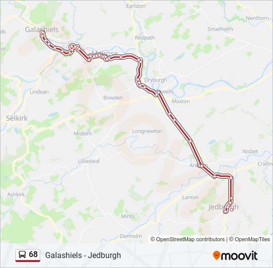 68 Route: Schedules, Stops & Maps - Jedburgh (Updated)