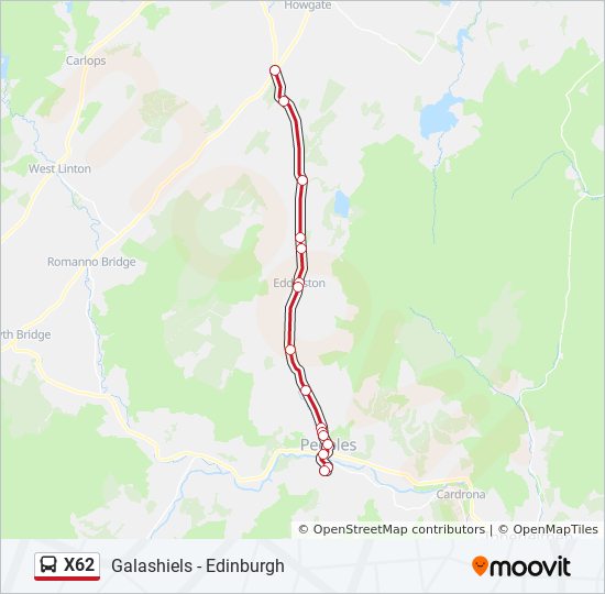 x62 Route: Schedules, Stops & Maps - Leadburn (Updated)