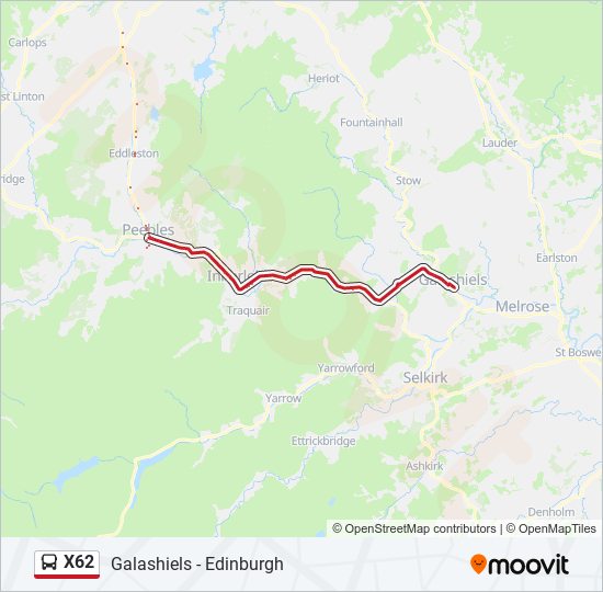 x62 Route: Schedules, Stops & Maps - Galashiels (Updated)