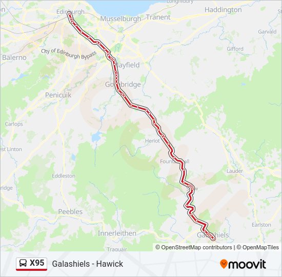 X95 Bus: Schedules, Stops & Maps - Galashiels