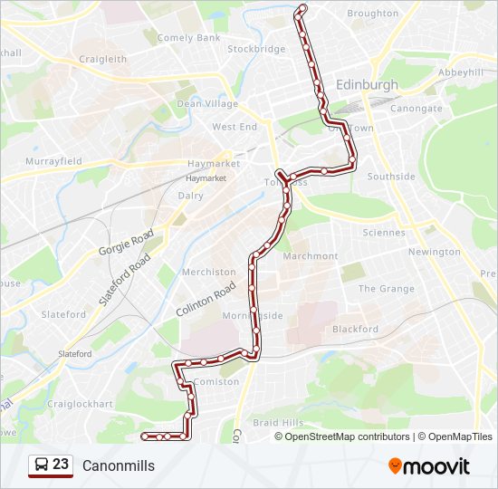 23 Route: Schedules, Stops & Maps - Canonmills (Updated)