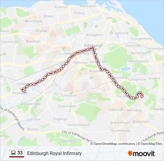 33 Route: Schedules, Stops & Maps - Edinburgh Royal Infirmary (Updated)