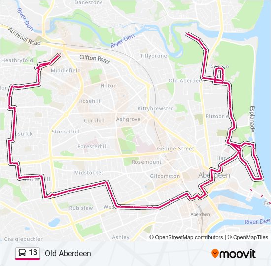 13 Route: Schedules, Stops & Maps - Old Aberdeen (Updated)