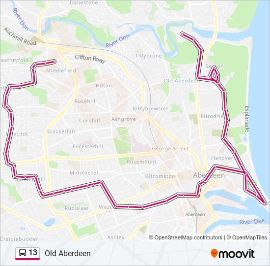 13 Route: Schedules, Stops & Maps - Old Aberdeen (Updated)