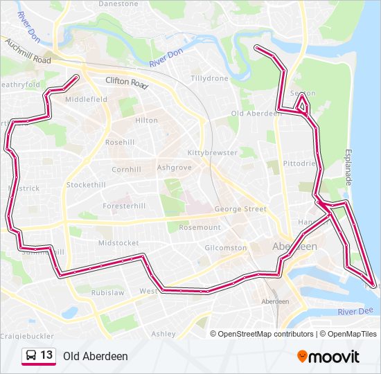 13 Route: Schedules, Stops & Maps - Old Aberdeen (Updated)