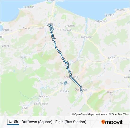 36 Route: Schedules, Stops & Maps - Dufftown (Updated)