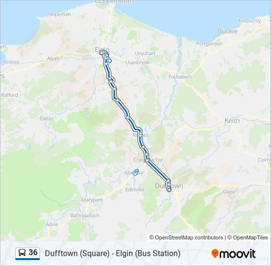 36 Route: Schedules, Stops & Maps - Dufftown (Updated)
