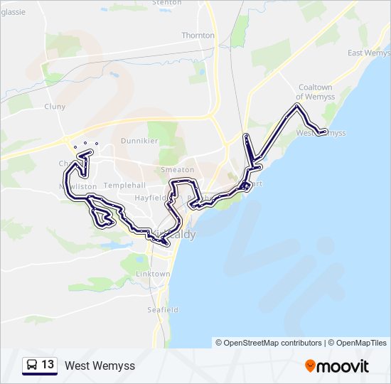 13 Route: Schedules, Stops & Maps - West Wemyss (Updated)