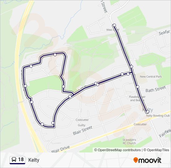 18 Route: Schedules, Stops & Maps - Kelty (Updated)