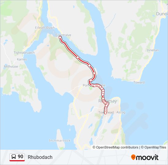 90 Route: Schedules, Stops & Maps - Rhubodach (Updated)