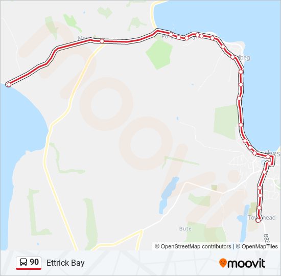 90 Route: Schedules, Stops & Maps - Ettrick Bay (Updated)