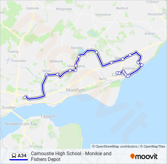 a34 Route: Schedules, Stops & Maps - Carnoustie (Updated)