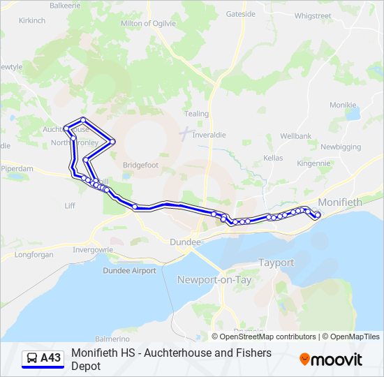 a43 Route: Schedules, Stops & Maps - Pitkerro (Updated)