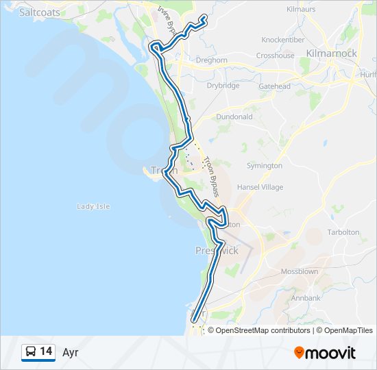 14 Route: Schedules, Stops & Maps - Ayr (Updated)