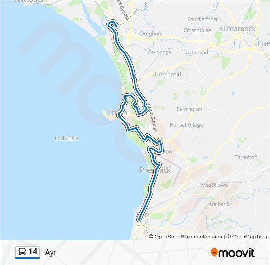 14 Route: Schedules, Stops & Maps - Ayr (Updated)