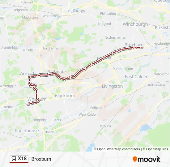 X18 Route: Schedules, Stops & Maps - Broxburn (Updated)