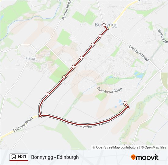 n31 Route: Schedules, Stops & Maps - Bonnyrigg (Updated)