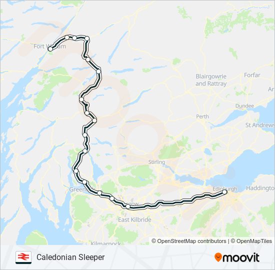 caledonian sleeper Route: Schedules, Stops & Maps - Edinburgh (Updated)