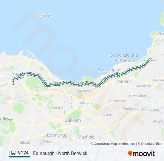 n124 Route: Schedules, Stops & Maps - Longniddry (Updated)
